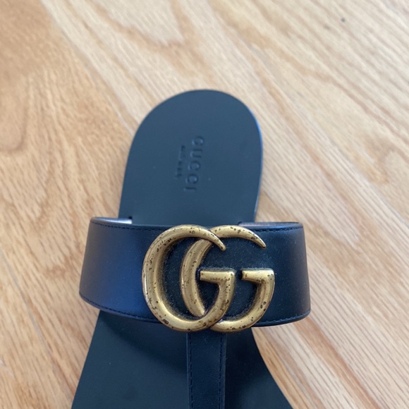 Gucci | Shoes | Gucci Leather Thong Sandal With Double G | Poshmark